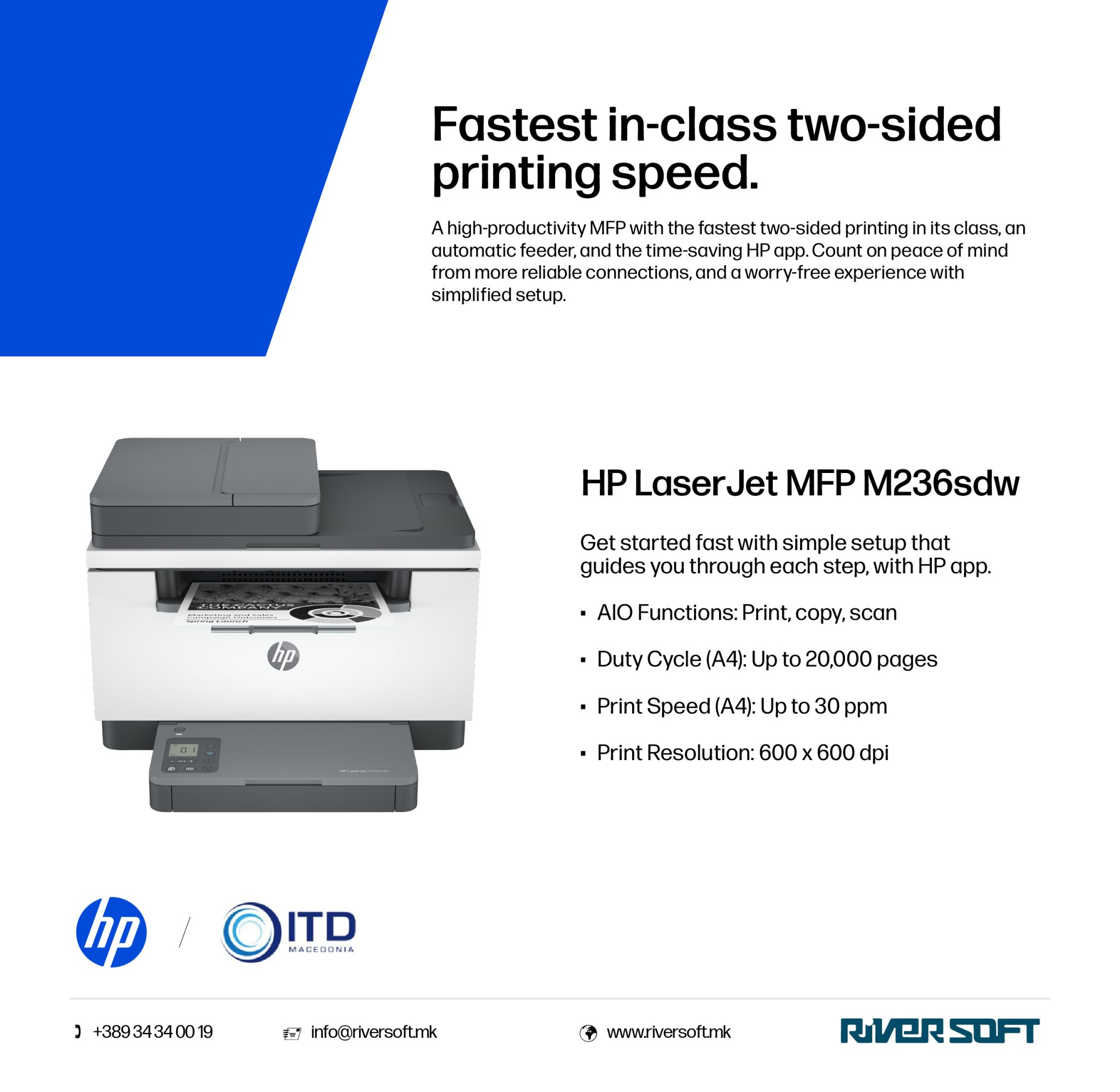 HP LaserJet MFP M236sdw Printer | Wireless Mono Multifunction Laser - ITD
